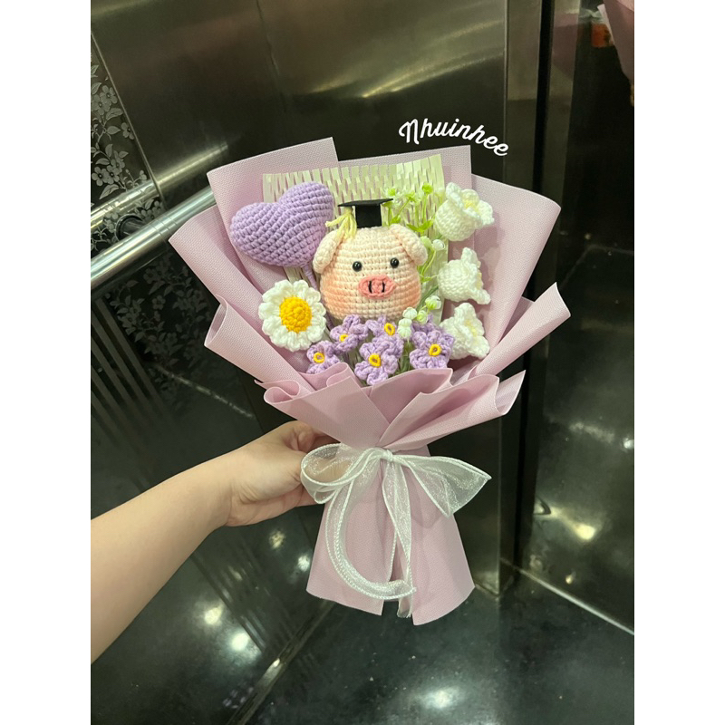 Hoa heo len tốt nghiệp handmade hoa len tốt nghiệp nhiều mẫu | Shopee ...