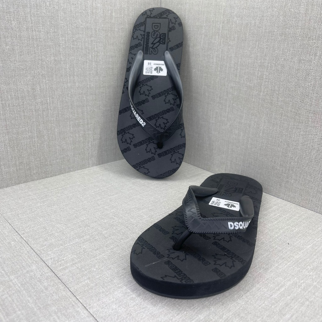 Dép tông nam nữ DSQ đế cao su ép xốp dập vân chữ lá phong monogram quai ...