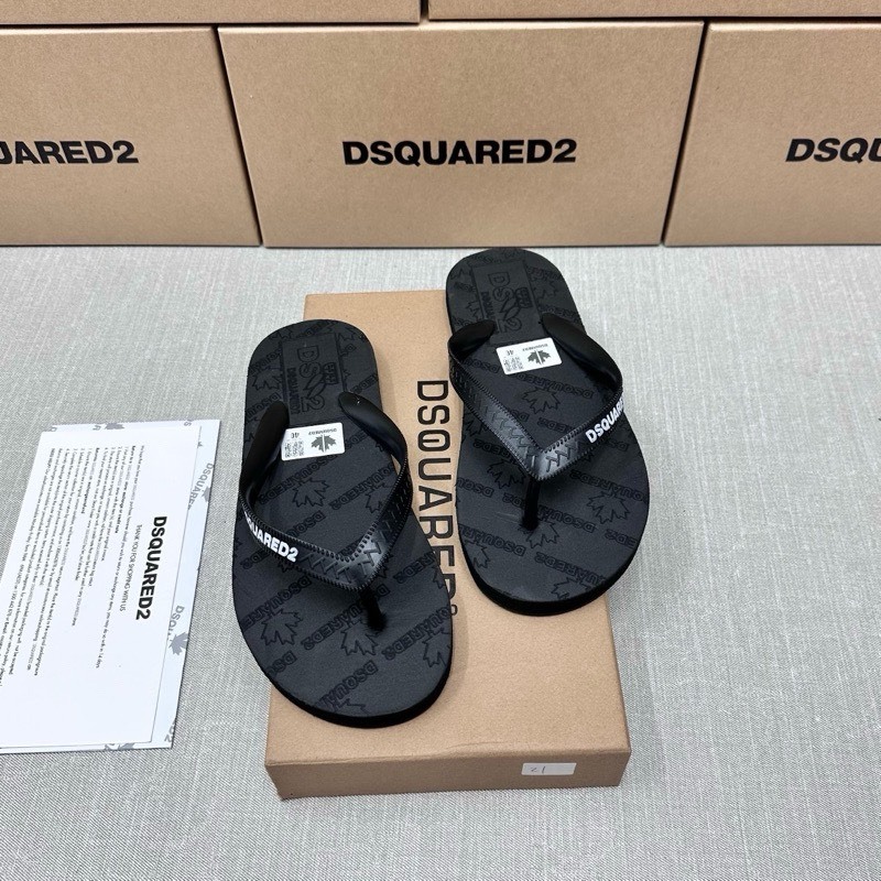 Dép tông nam nữ DSQ đế cao su ép xốp dập vân chữ lá phong monogram quai ...