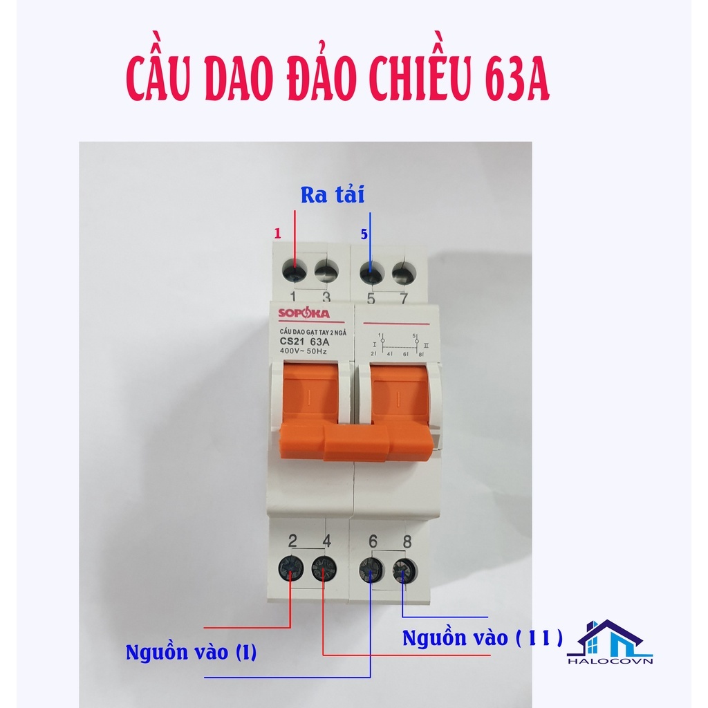 Cầu dao đảo chiều 2P 63A Sopoka chuyển đổi 2 nguồn điện | Shopee Việt Nam