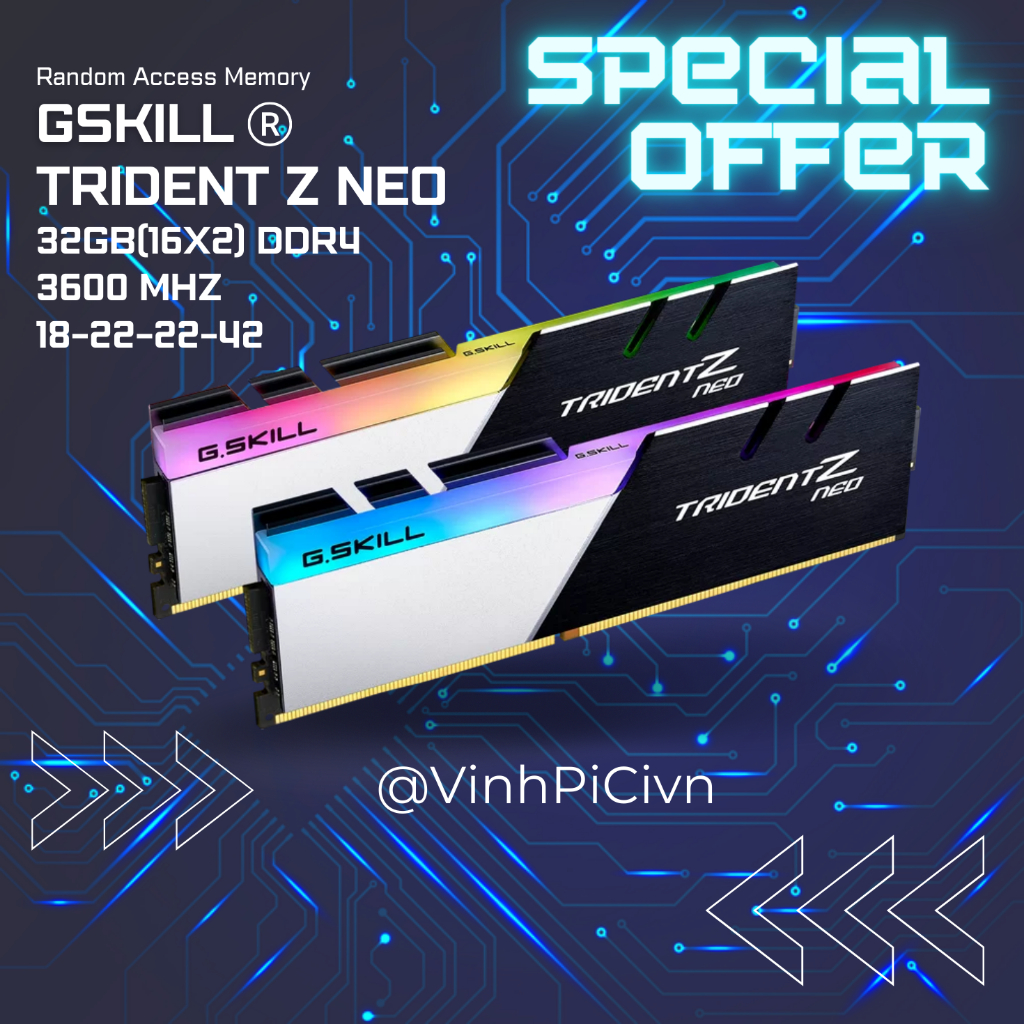 Ram Gskill Trident Z Neo 32GB 3600MHz DDR4 (16GBx2) F4-3600C18D-32GTZN ...