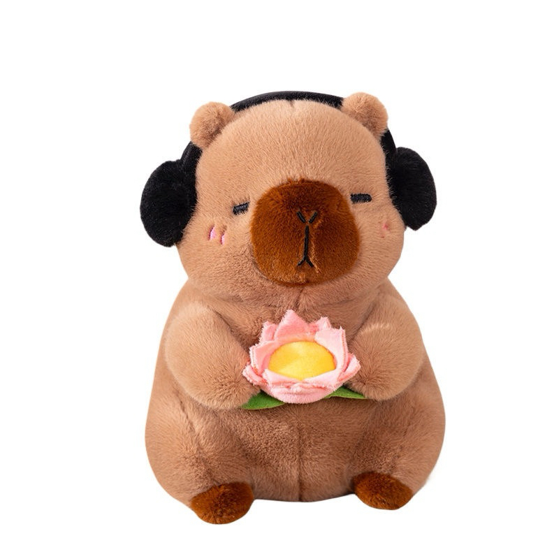 Gấu bông Capybara cầm hoa sen đeo tai nghe dễ thương | Shopee Việt Nam