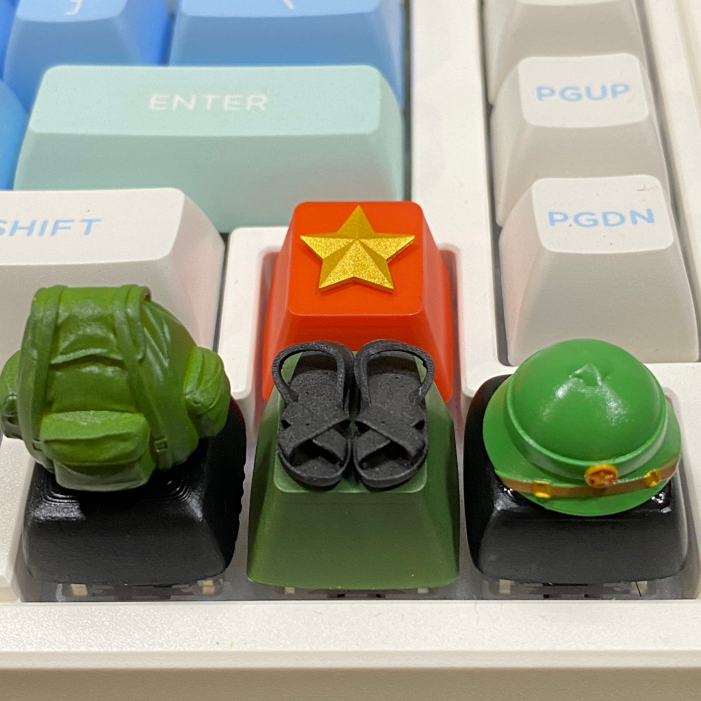 Keycap Set Chú Bộ Đội - Nút bàn phím Cờ Việt Nam - Mũ cối - Balo bộ đội ...