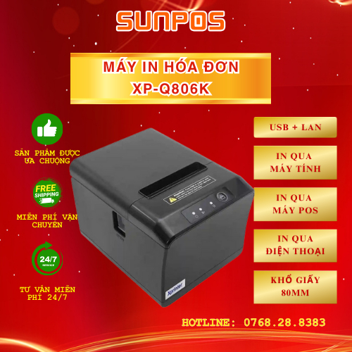 MÁY IN HOÁ ĐƠN USB + LAN Q806K (in qua máy tính, máy pos, điện thoại, ipad)) | Shopee Việt Nam