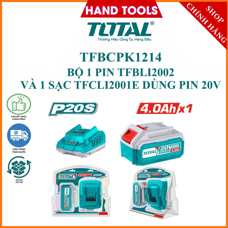 Bộ 1 pin và 1 sạc P20S 20Vx4.0Ah Total TFBCPK1214 | Shopee Việt Nam