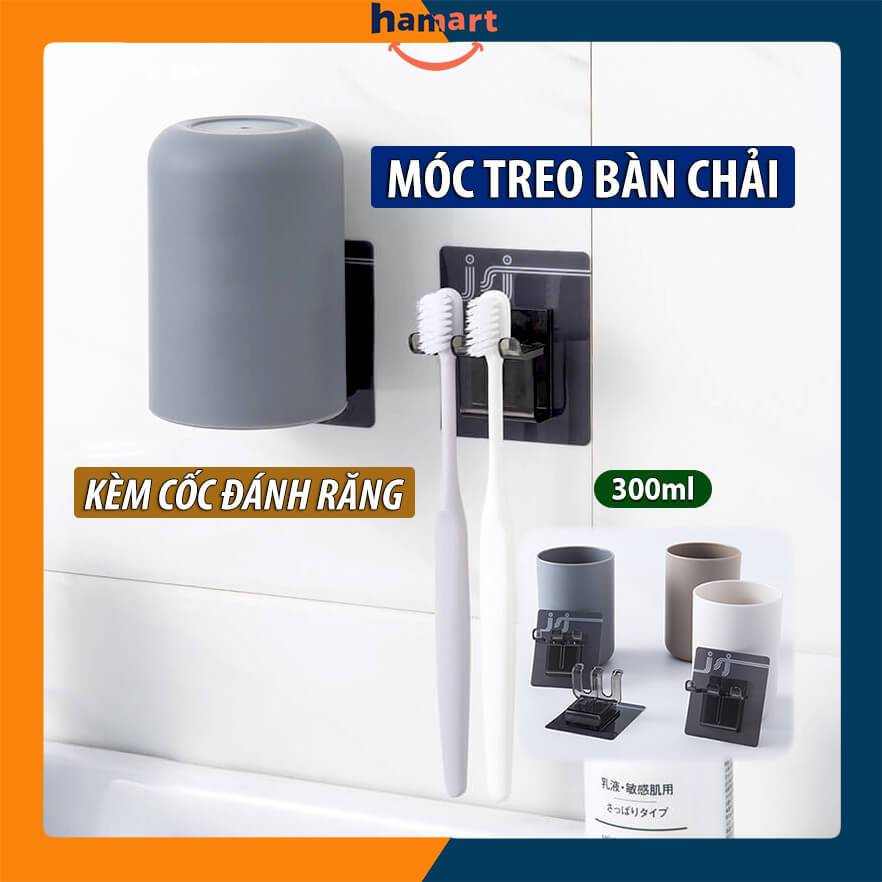 Bộ Giá Đỡ Bàn Chải Đánh Răng Kèm Cốc Nhựa Dán Treo Tường Nhà Tắm Hamart ...