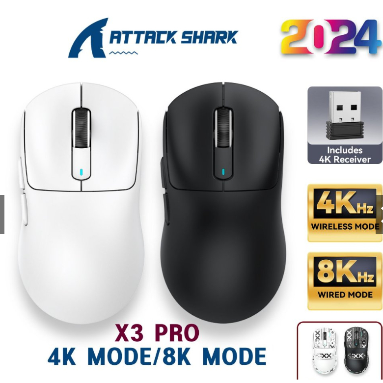 Chuột Gaming Không Dây Attack Shark X3 Pro - Tích hợp USB 4K hz ...