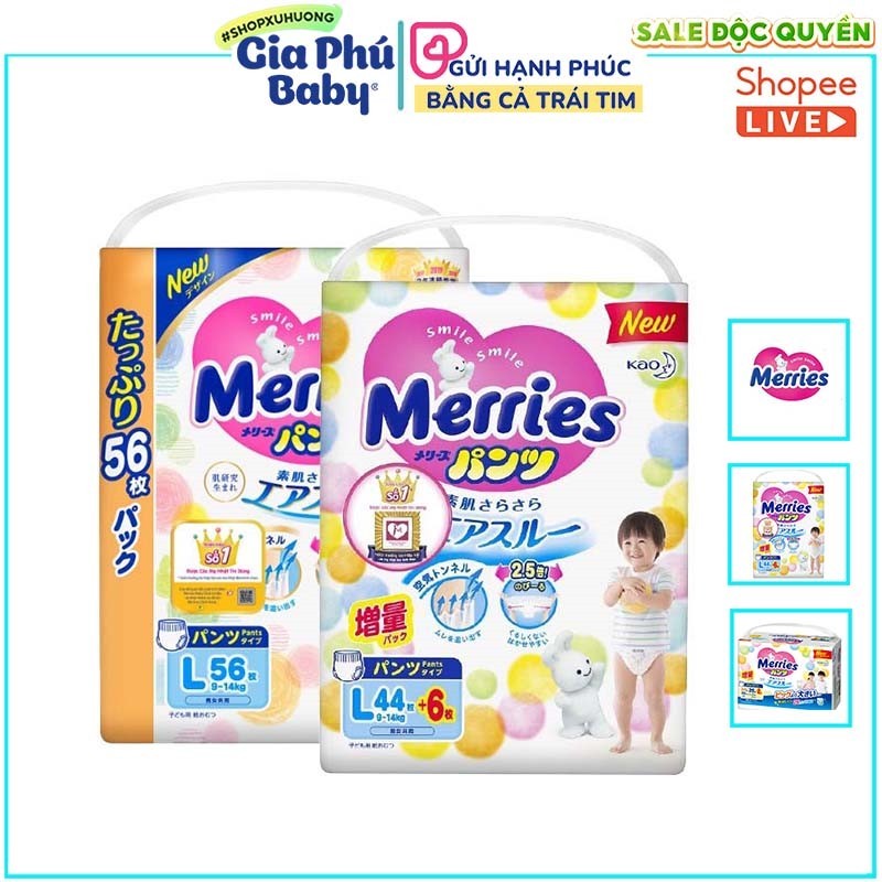 Bỉm Dán/Quần Merries Jumbo Gồm Các Size cho bé từ sơ sinh tới 24kg ...