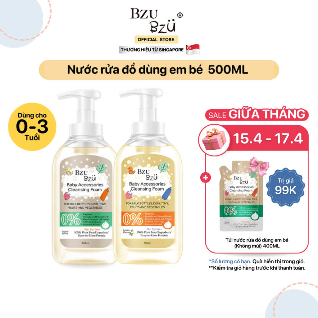 Nước Rửa Bình Sữa Và Đồ Dùng Em Bé BZU BZU Baby Accessories Cleansing ...