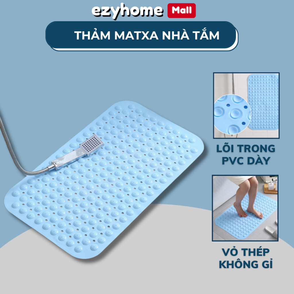 Thảm Nhà Tắm Chống Trơn Trượt, Thoát Nước Nhanh 35X70cm Chất Liệu Cao Su PVC ET004A EZYHOME ...