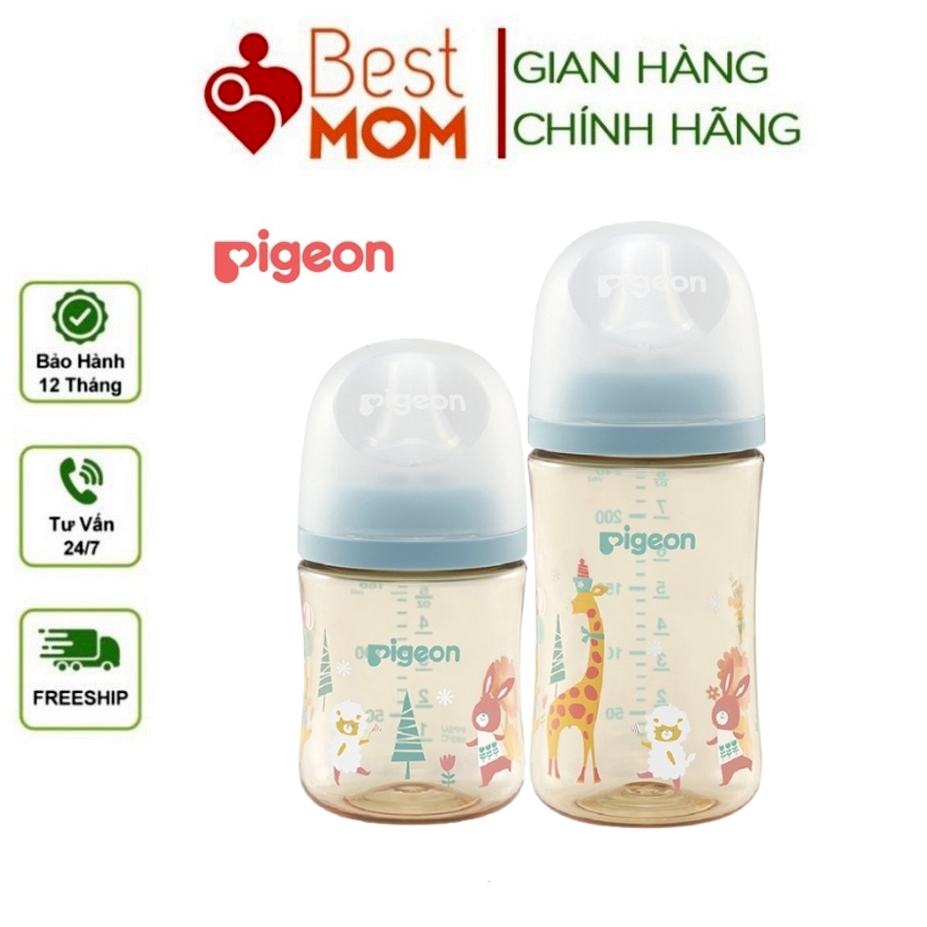 Bình sữa Pigeon nội địa Nhật thế hệ 3 mới hươu thỏ, đủ size 160ml/240ml | Shopee Việt Nam