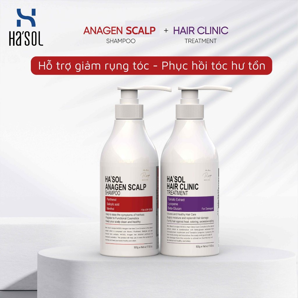 Combo Dầu Gội Ngăn Rụng Kích Mọc Tóc Hasol Anagen Scalp Shampoo + Kem Ủ ...