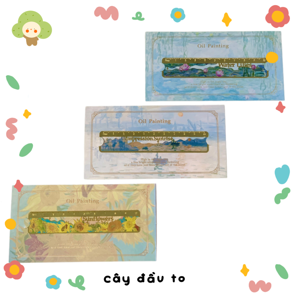 Thước Kẻ Đánh Dấu Trang 10CM Phong Cách Tranh Sơn Dầu Nổi Tiếng Van ...