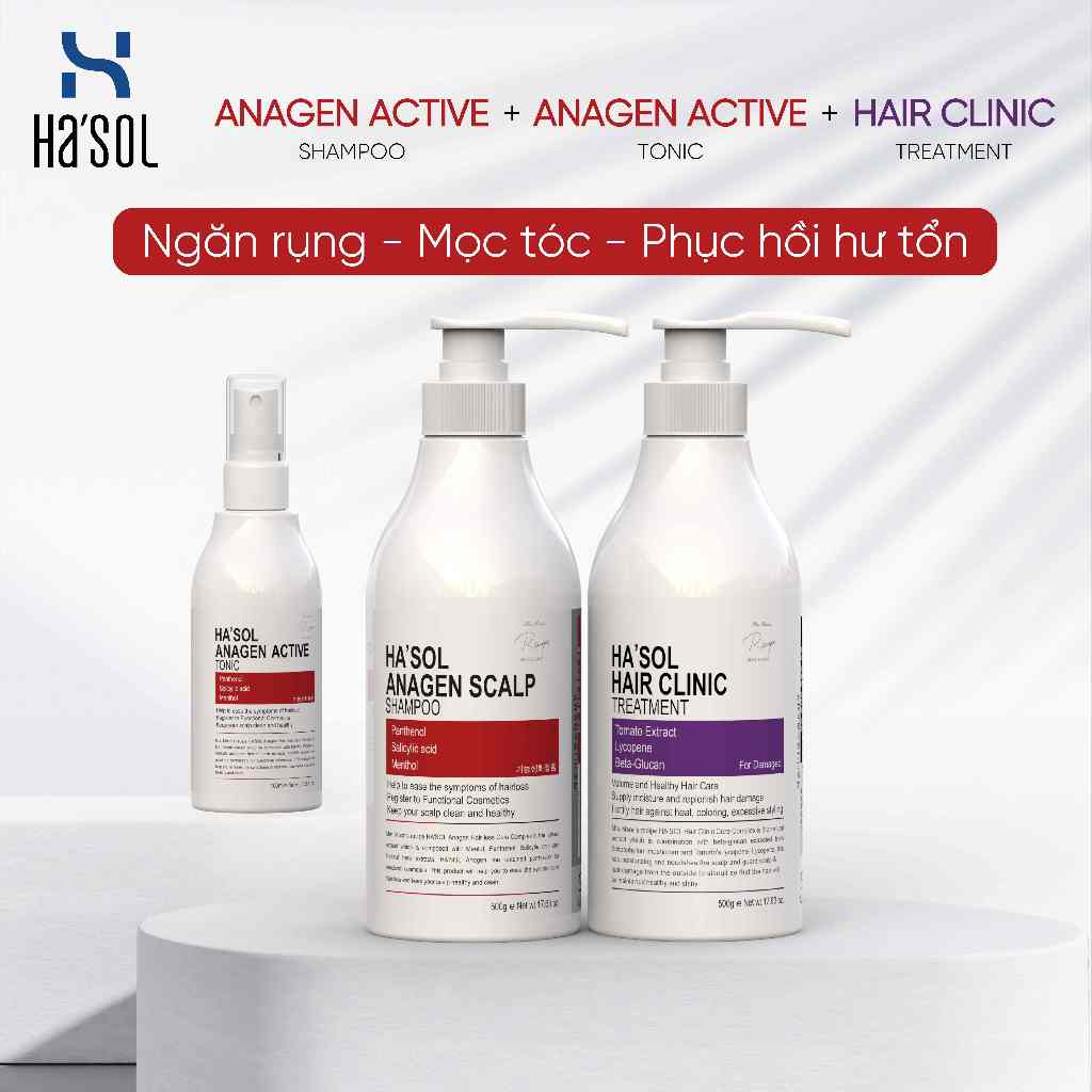 Combo Dầu Gội Kích Mọc Tóc Hasol Anagen Scalp + Kem Ủ Tóc Phục Hồi Hư ...