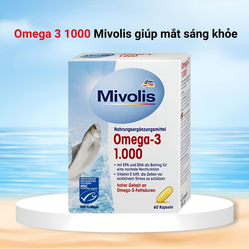 Viên uống dầu cá omega3 1000 MIVOLIS mắt sáng khỏe, đẹp da, vitaminE ...