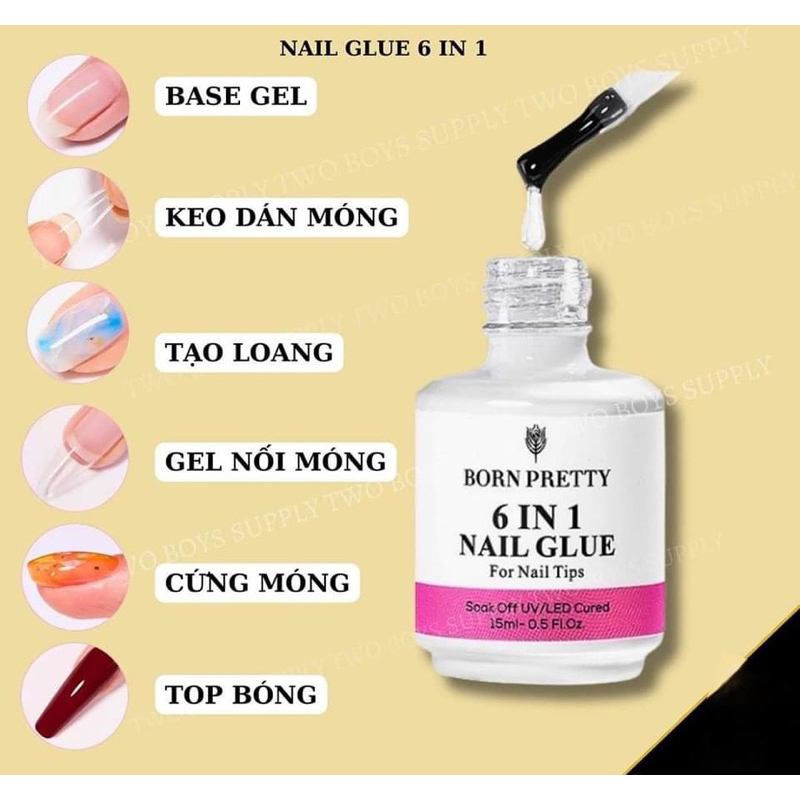 Glue gel 6in1 BORN PRETTY biab cứng móng chính hãng | Shopee Việt Nam
