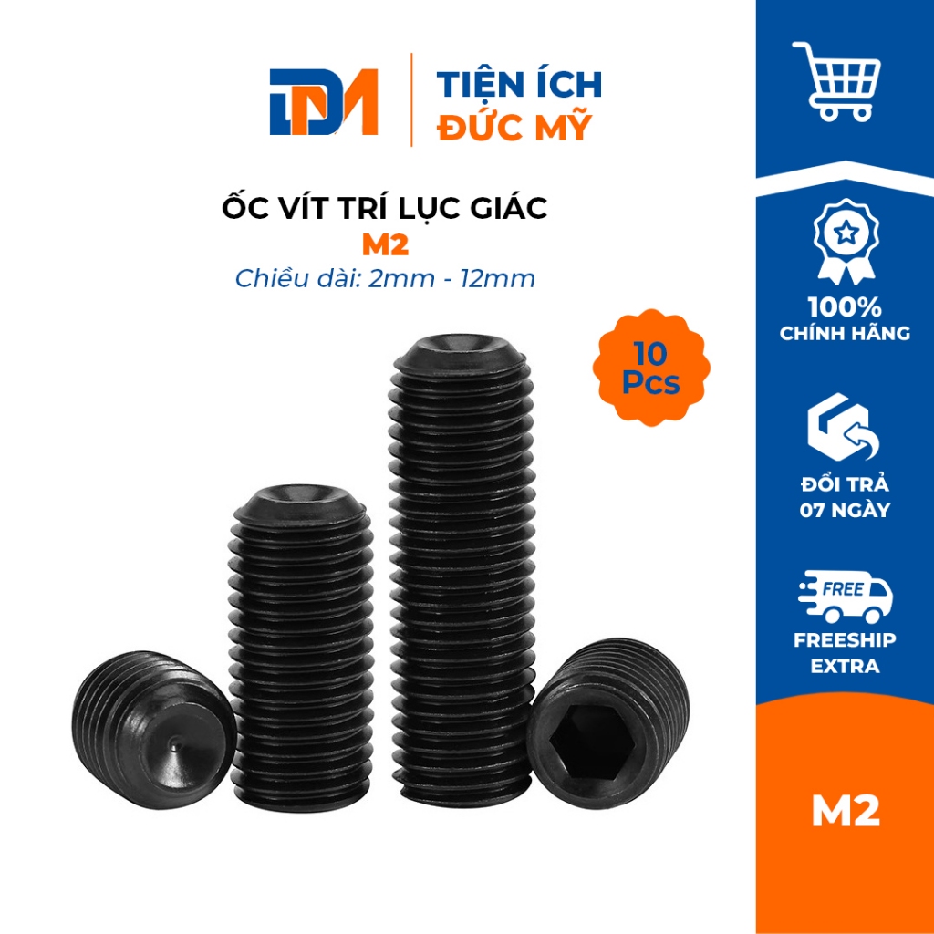 Ốc Vít Trí Lục Giác Size Ren M2 Thép Hợp Kim Có Xử Lý Bề Mặt Nhiệt ...