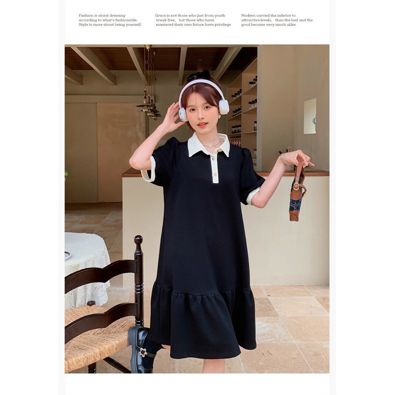 Đầm bầu polo cổ sơ mi cotton mát mịn | Shopee Việt Nam
