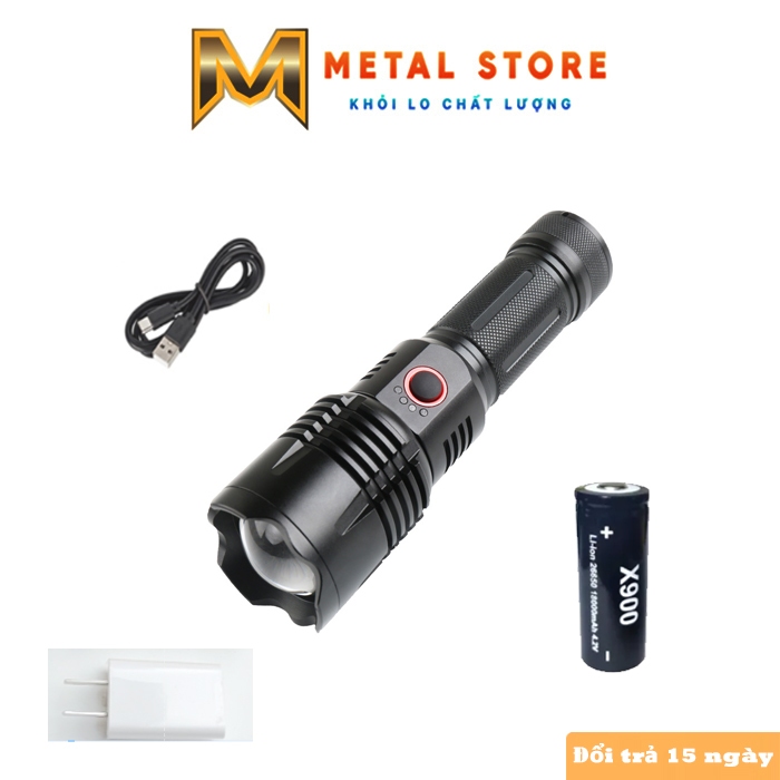 Đèn pin cầm tay siêu sáng P90 W038 METAL STORE đèn sạc điện chống nước,pin trâu | Shopee Việt Nam