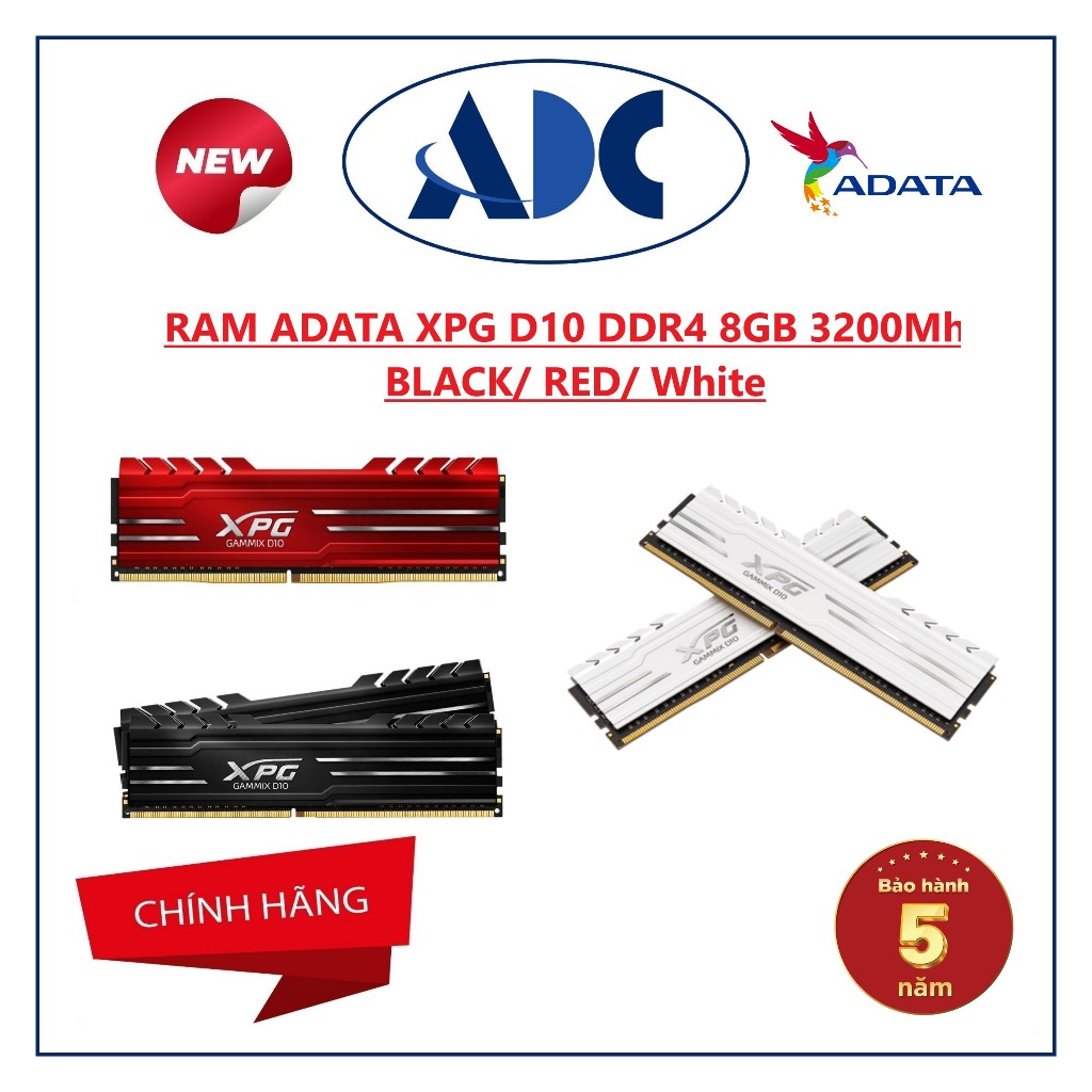Cặp RAM ADATA XPG D10 DDR4 8GB 3200Mhz BLACK/ RED/ White - Chính hãng ...