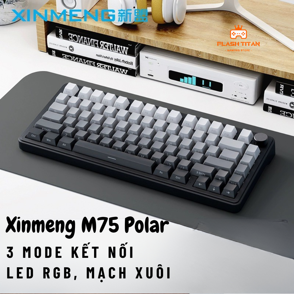 Bàn phím cơ không dây XinMeng M75 - Mạch xuôi - Switch Black Plum - Màn Hình Custom - Có Led ...