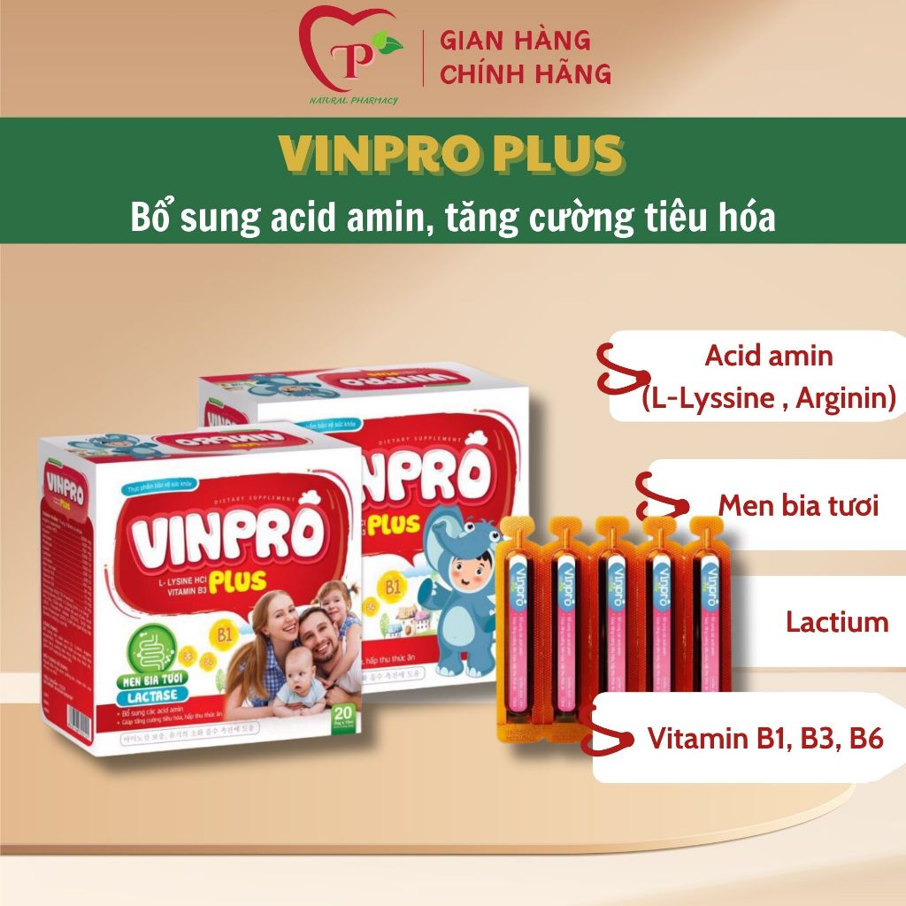 Tăng cường tiêu hoá VINPRO PLUS chứa L-Lysine, vitamin và men tiêu hoá ...