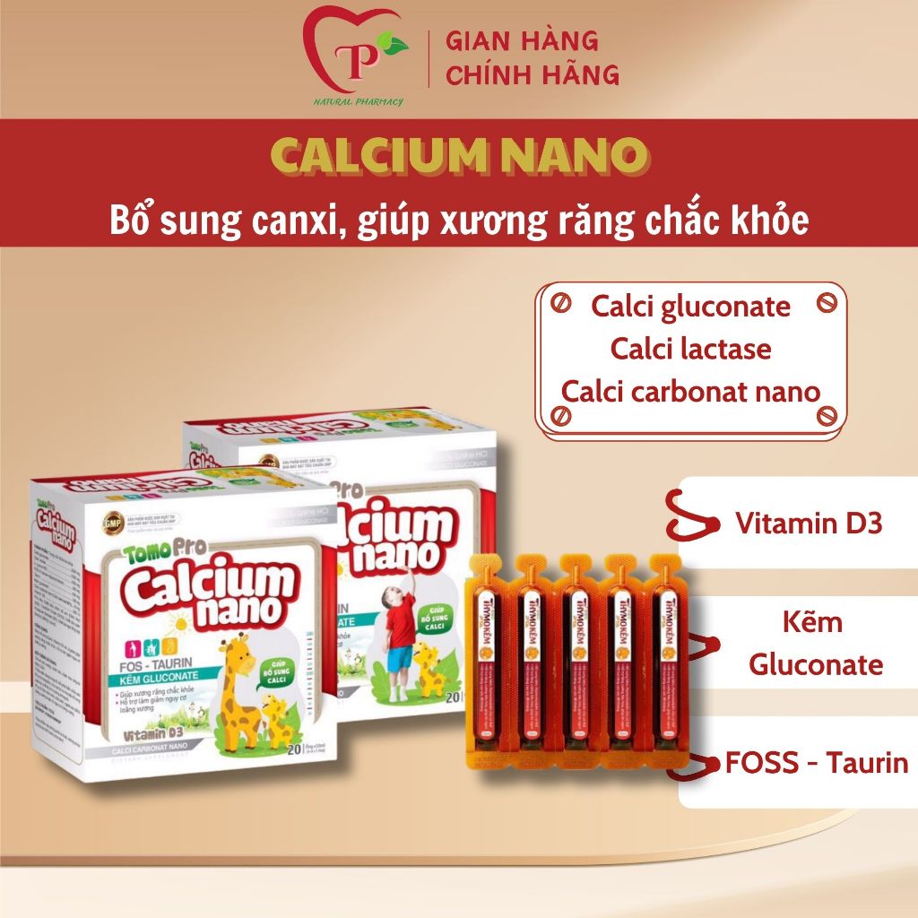 CALCIUM NANO bổ sung canxi, vitamin D3, giúp xương chắc khoẻ - Hộp 20 ống x 10ml | Shopee Việt Nam