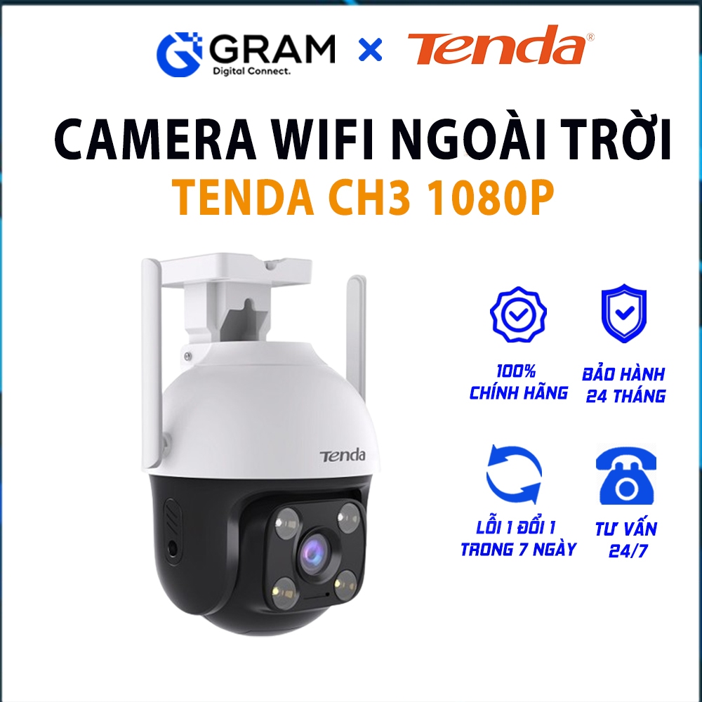 Camera WIFI Tenda CH3 1080P ngoài trời Xoay 360, CÓ MÀU ban đêm, Đàm ...