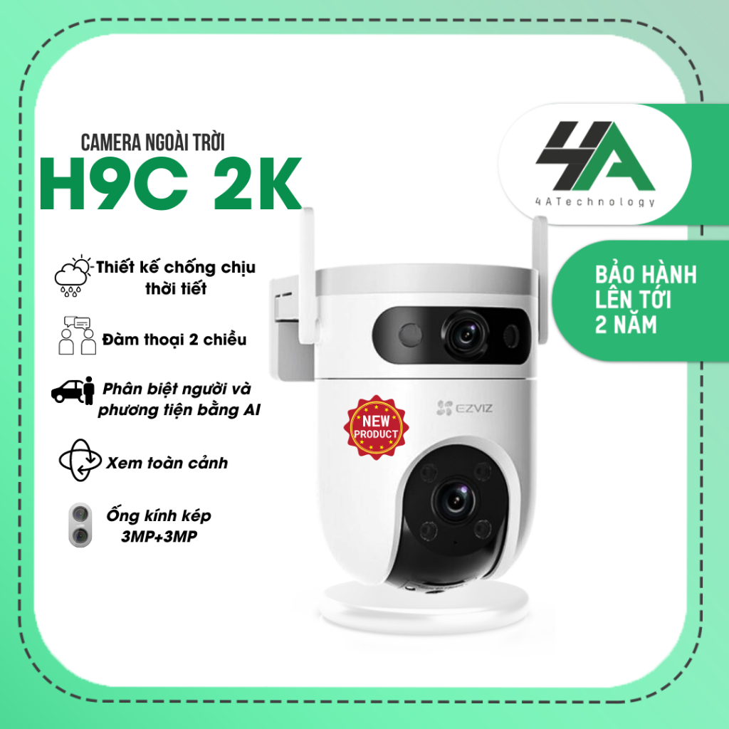 Camera wifi Ezviz ngoài trời H9C H8C 2MP 3MP 4MP 2K+ màu ban đêm, quay 360, đàm thoại (chính ...