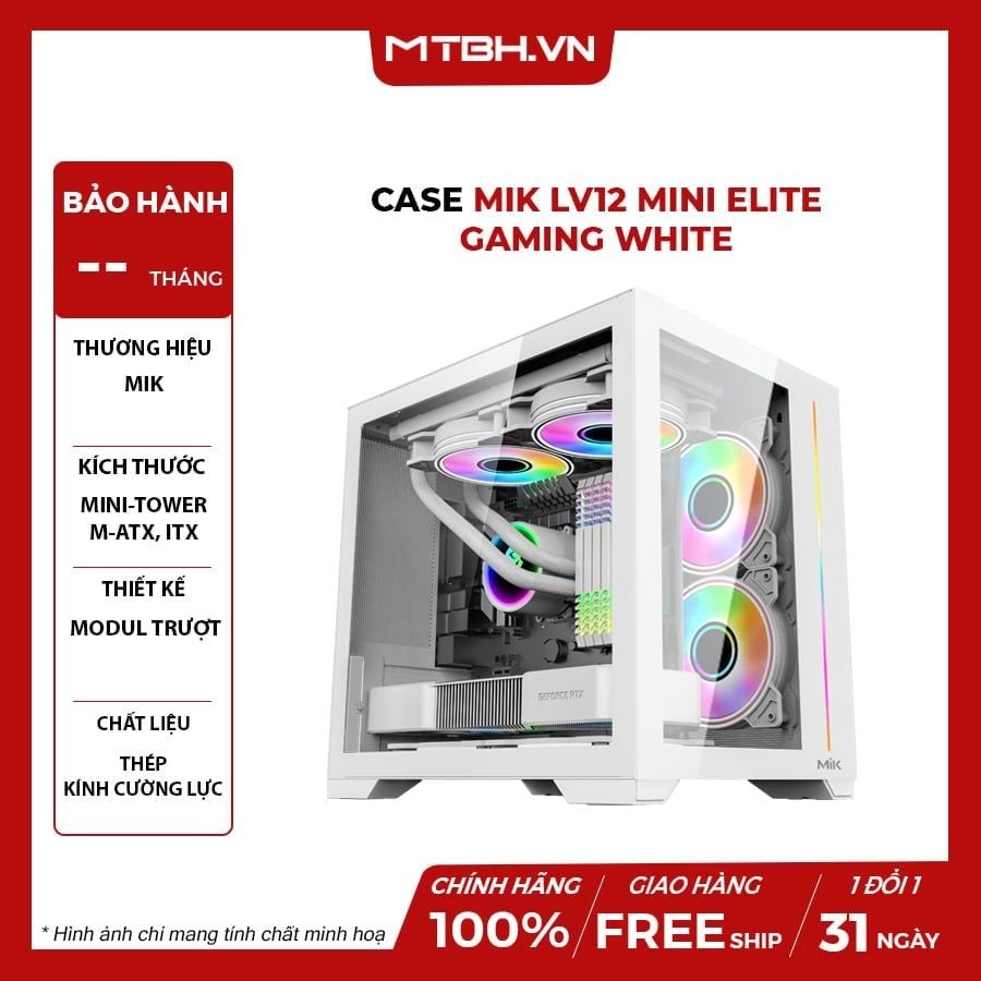 Vỏ Case Máy Tính Mik Lv12 Mini Elite Gaming White | Shopee Việt Nam