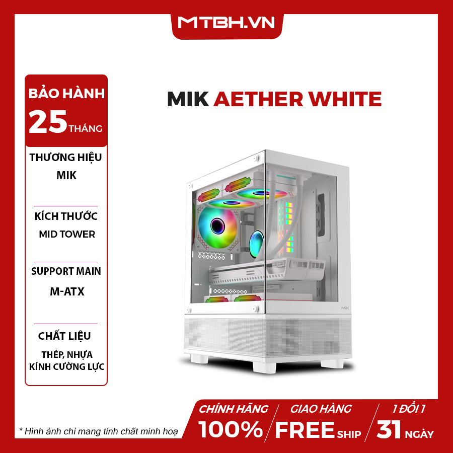 Vỏ Case Máy Tính Mik Aether White (Matx/MID Tower/Màu Trắng) | Shopee Việt Nam