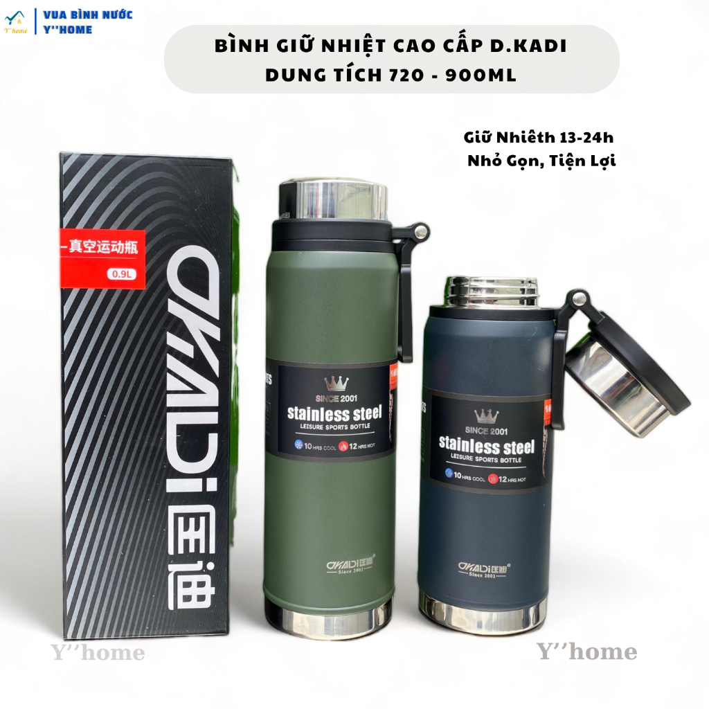 D.KaDi Bình giữ nhiệt cao cấp 720ml - 900ml, Bình nước phong cách thể thao, bằng inox 304 dày ...