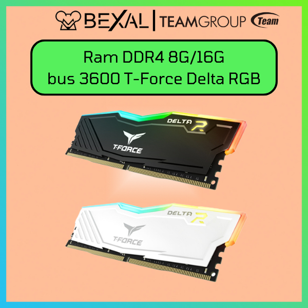 Ram DDR4 8G/16G TeamGroup T-Force Delta RGB bus 3200/3600Mhz, ram led ...