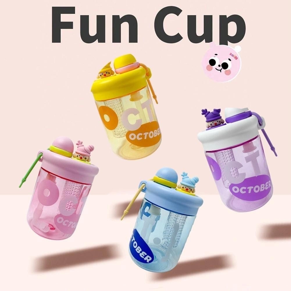 Bình nước cho bé đi học đựng nước hình thú cute có ống hút vòi 550ml/600ml/850ml bằng nhựa an ...