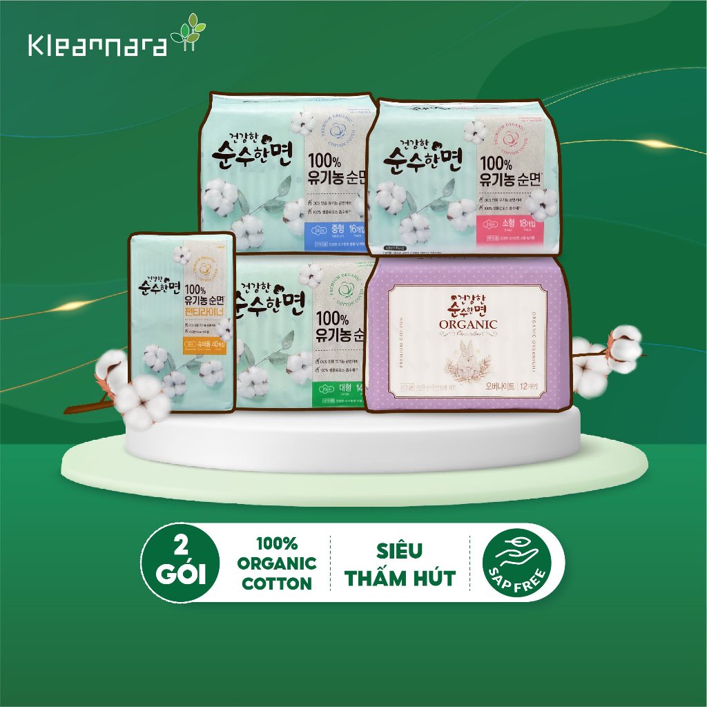 Combo 2 gói băng vệ sinh Kleannara Organic Hàn Quốc siêu thấm hút ban ...