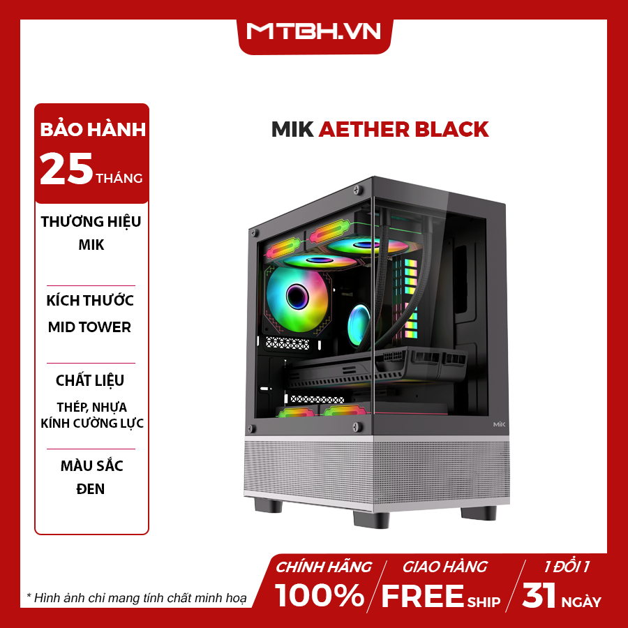 Vỏ Case Máy Tính Mik Aether Black (Matx/MID Tower/Màu Đen) | Shopee ...