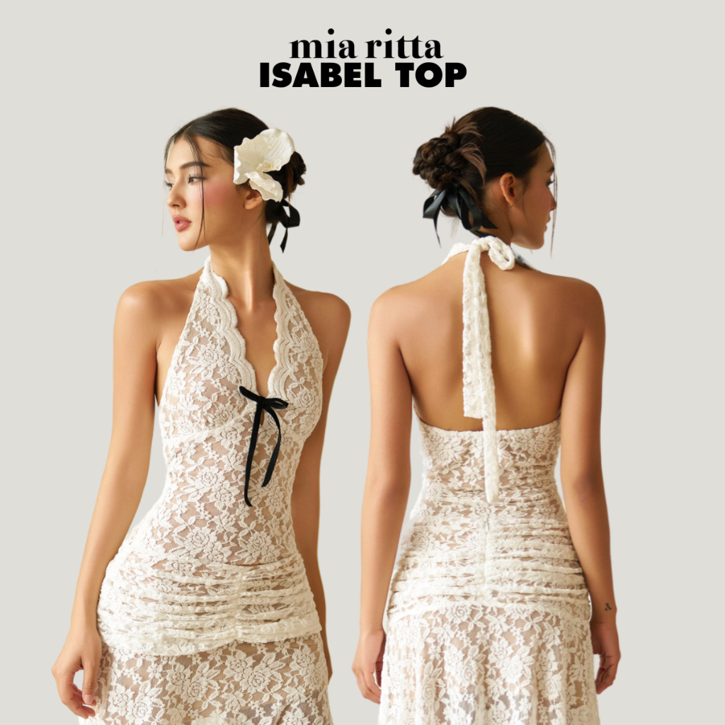 [TÁCH SET] Set Áo yếm vải ren Isabel Top A2191 và Chân váy ren nhún ...