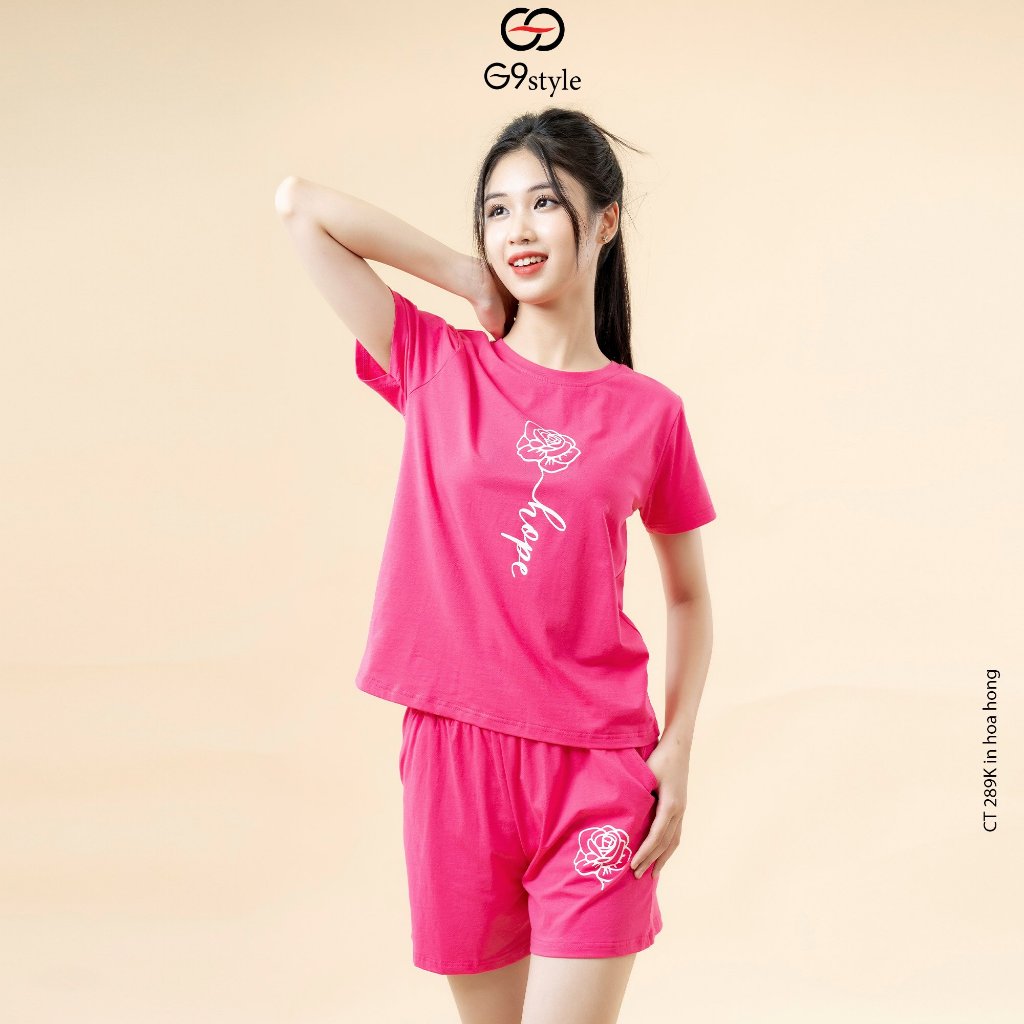 Đồ bộ nữ cottong 02 G9moza áo tay cộc quần đùi chất cottong co giãn | Shopee Việt Nam