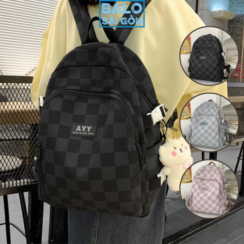 Balo đi học nữ balo đi chơi nữ balo thời trang nữ sọc caro xinh xắn ...