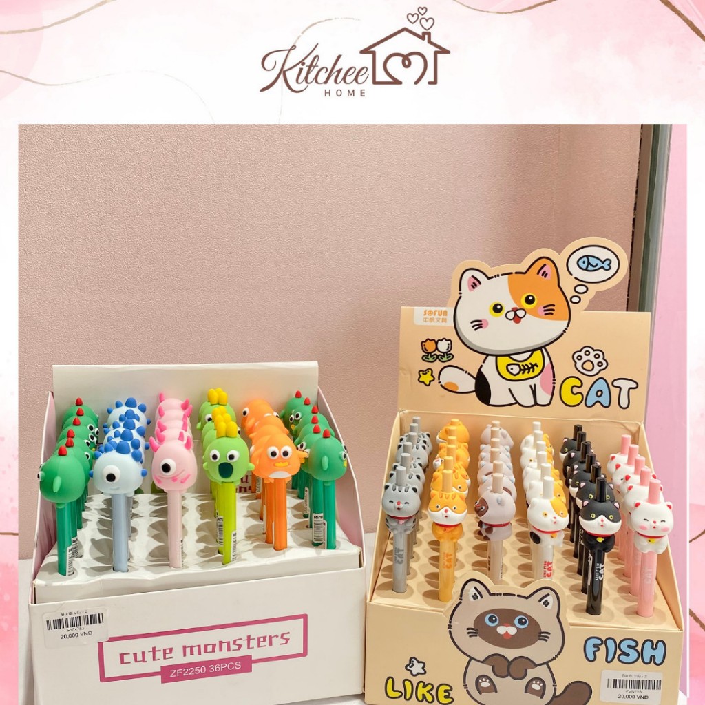 Bút Bi Nước Silicon Hình Mèo & Monster Hoa Đáng Yêu, Bút Gel Đầu ...