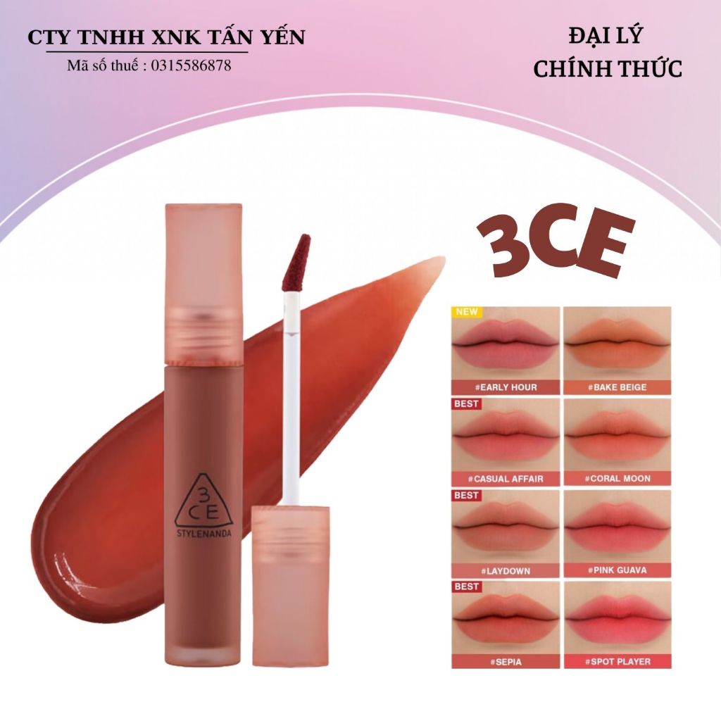 [FULL MÀU] Son Kem Lì Mịn 3CE Blur Water Tint 4.6g (Sepia - Lay Down ...