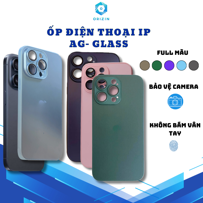 Ốp lưng AG-GLASS lphone từ lpX-11-12-13-14-15/ Pro-PrM, bề mặt nhám ...