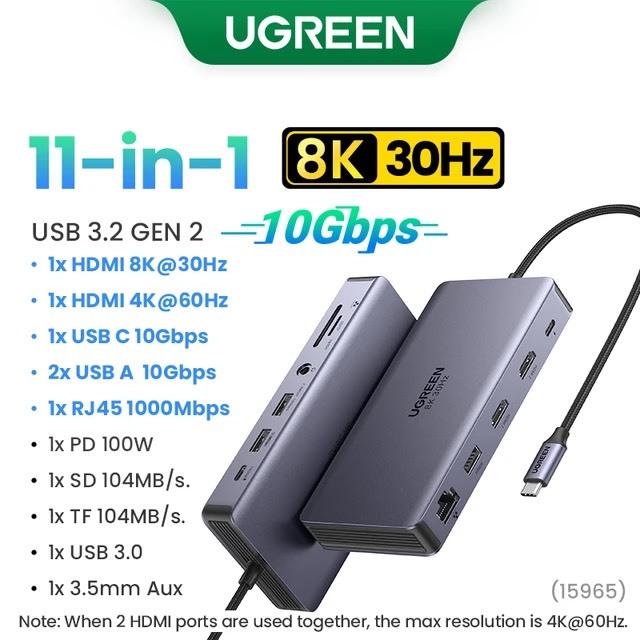 Bộ chuyển đổi USB Type C ra Hdmi 8K Ugreen 15852 15965 15596 15597 Hub ...