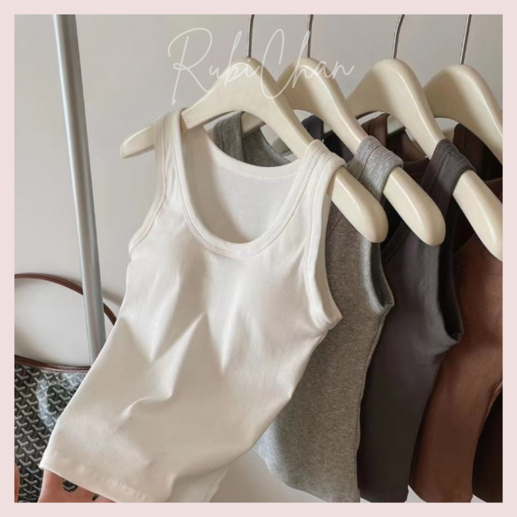 Áo Ba Lỗ Nữ Có Đệm Ngực Dáng Dài Cổ Tròn Co Giãn Thoải Mái RUBICHAN ...