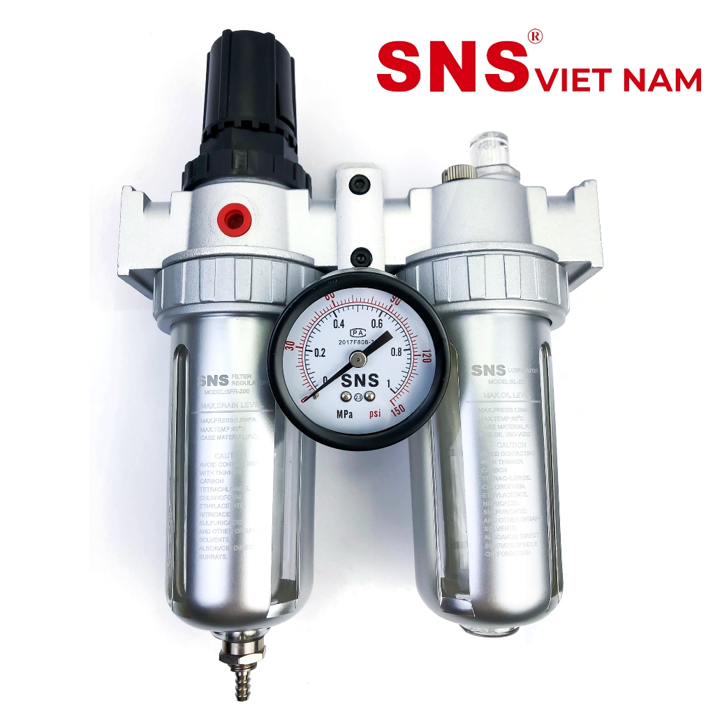 Bộ lọc đôi khí nén có van điều áp SFC200 – Lọc tách nước khí nén ( chính hãng SNS ) | Shopee ...