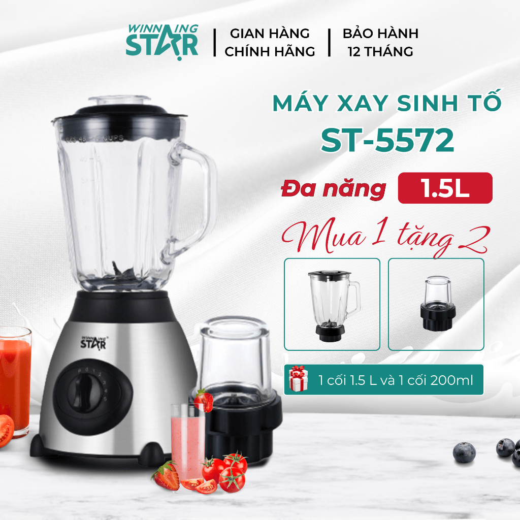 Máy xay sinh tố 2 cối WINNING STAR ST-5572. Công suất 350W, Dung tích 1 ...