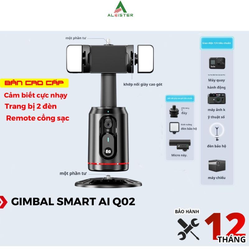 Giá Đỡ Điện Thoại Gimbal Q02 - Tặng kèm Remote và Đèn - quay video 360 ...