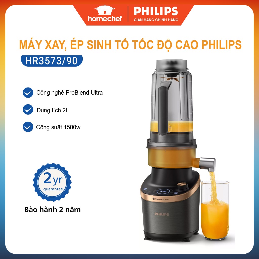 Máy xay lật ép tốc độ cao Philips HR3770, công suất 1500W, bảo hành 2 ...