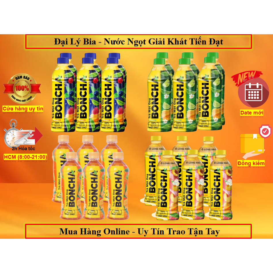 [Chính Hãng] Lốc 6 Chai Nước Giải Khát Trà Boncha Đủ vị (Việt Quất ...