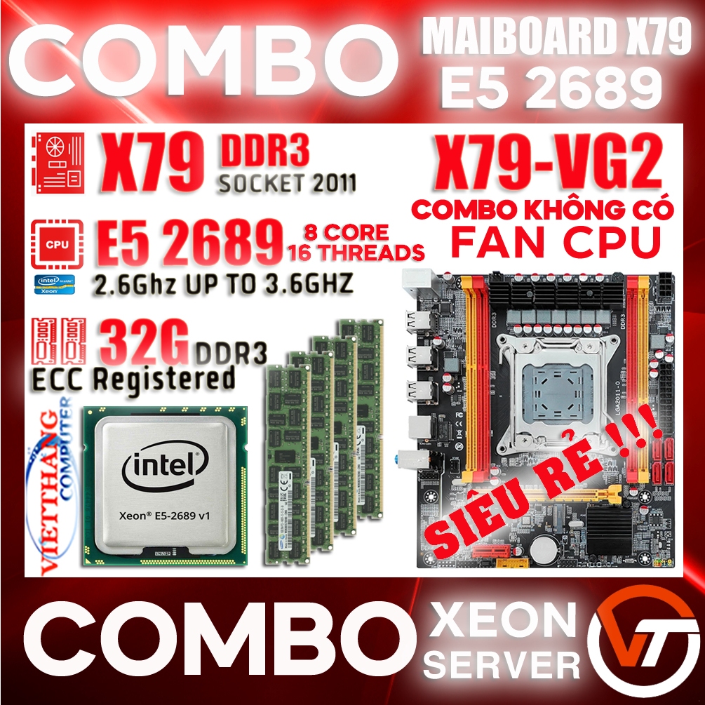 Combo X79 Chạy giả lập - Main X79-VG2 OEM + CPU Xeon E5 2689 (8 Nhân ...